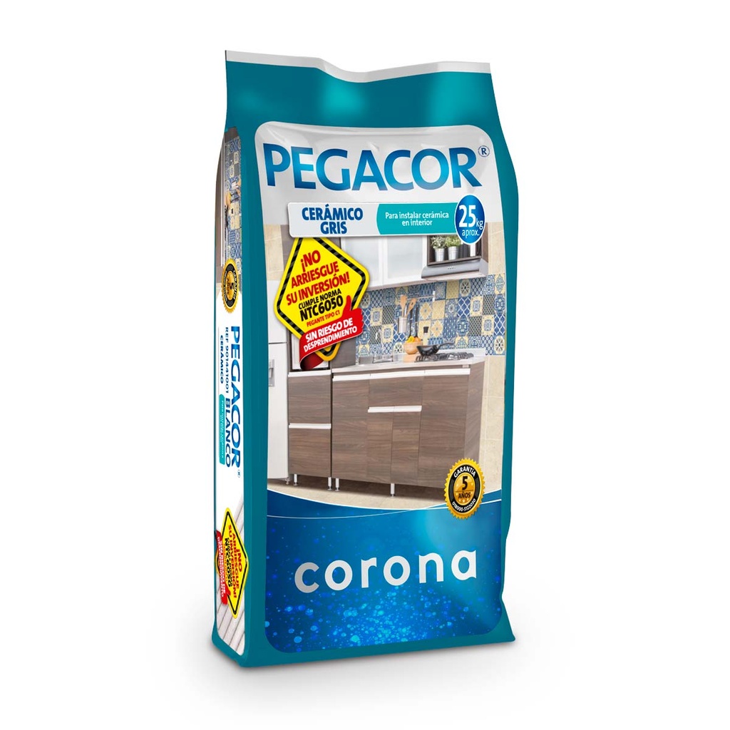Pegante Pegacor Cerámico Gris 25 Kg Corona | Comfer SAS